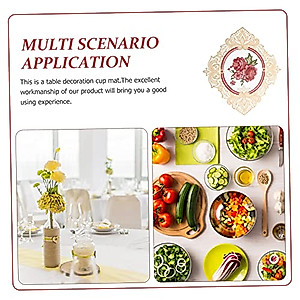 DOITOOL Table Mat Jute Placemat Adorno para Mesa De White Cotton Tablecloth Farmhouse Coasters Heat Proof Placemat Cotton Placemats Retro Lace Coaster Lace Place Mat Decor Mug 4pcs