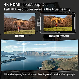 VILTROX DC-550 Touch Screen DSLR Camera Field Monitor 1200 Nits High-Bright 5.5 inch DSLR Camera Monitor with Sunshade Hood/Battery 3D LUT HDR 4K HDMI in and Out Exposure Focus Assist Waveform Monitor