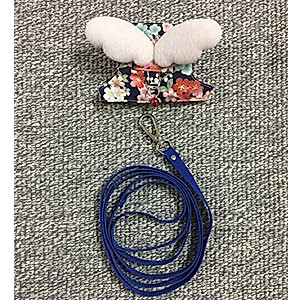 Ferret Harness and Leash Adjustable, Blue Sakura Cotton Cloth Ferret Walking Vest, Soft and Breathable Ferret Lead Leash with Angel Wings and Safe Bell