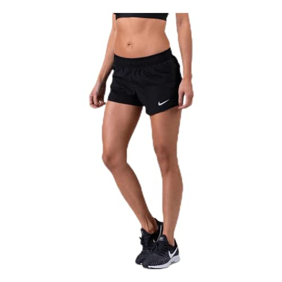 NIKE Women's 10K Running Shorts, Black/Black/Black/Wolf Grey, Large