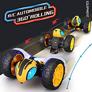 Mostop RC Stunt Car Remote Control Car for Kids, 1/14 Scale 2.4 Ghz Rechargeable Off Road Bumble Tumble Bee Truck Rock Crawler Vehicle Toy with Music and Light.