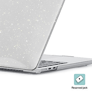 EooCoo Compatible with New MacBook Air 13.6 inch Case 2022 A2681 M2 Chip with Retina Display, Glitter Hard Shell Case + TPU Keyboard Skin Cover + Screen Protector - Sparkly Clear