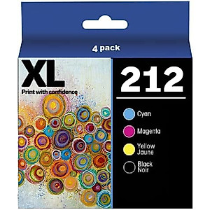 INKjetsclub Remanufactured Ink Cartridge Replacement for Epson 212 XL 4 Pack High Yield Printer Ink Includes 1 Black, Cyan, Magenta and Yellow Ink Epson 212 Cartridges.