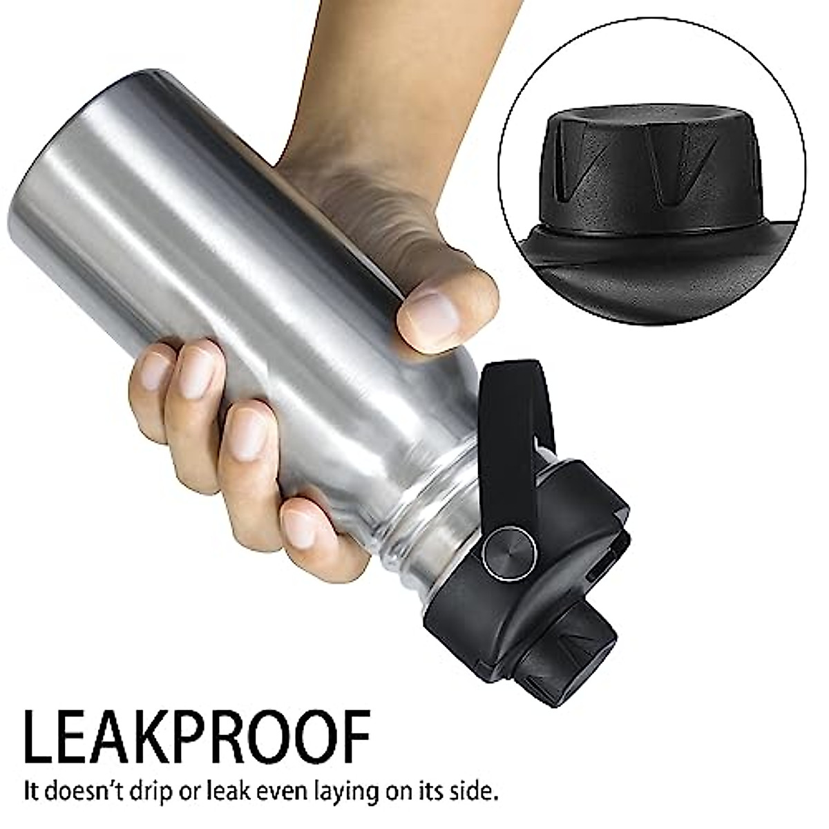 Spout Lid for Water Bottle, Fits 14 oz/18 oz/22 oz/32 oz/40 oz/64 oz Bottles(Caliber 58.3-58.8), Wide Mouth Sport Bottle Replacement Flip Top Lids with Push Button & Lock