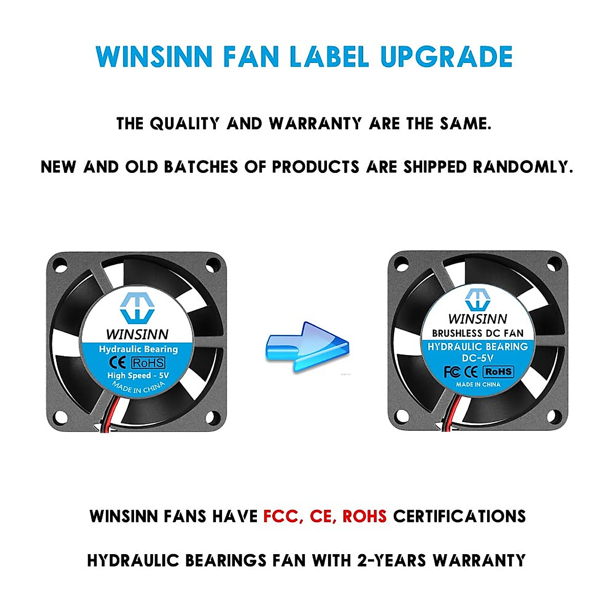 WINSINN DC 25mm Fan 5V 2510 Hydraulic Bearing Brushless Cooling 25mmx10mm 2PIN (Pack of 5Pcs)