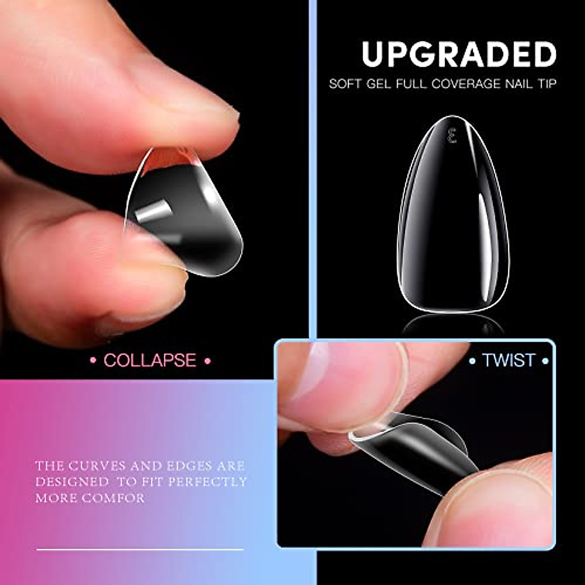 Short Almond Nails - krofaue 240Pcs Almond Clear Nail Tips, 12 Sizes Artificial Acrylic False Nails, Full Cover Press on Nails for Home DIY & Nail Tips Art