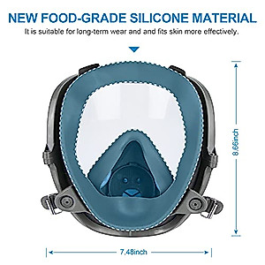 Reusable Respirator full Face Gas Cover, Organic Vapor Mask and Anti-fog, for Painting, mechanical polishing, logging, welding, Against Dust, Staining, Sanding & Cutting