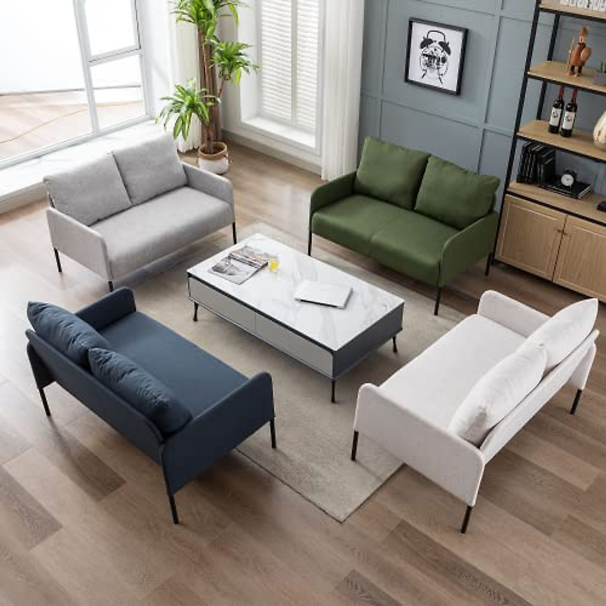 chairus Linen Loveseat Sofa Couch Modern 47.5-inch Width 2 Seater Love Seats Chair Comfy Upholstered Accent Chair for Living Room/Bedroom/Office, Grey