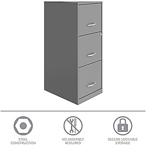 Scranton & Co 3 Drawer Metal Vertical File Cabinet with Lock Arctic Silver
