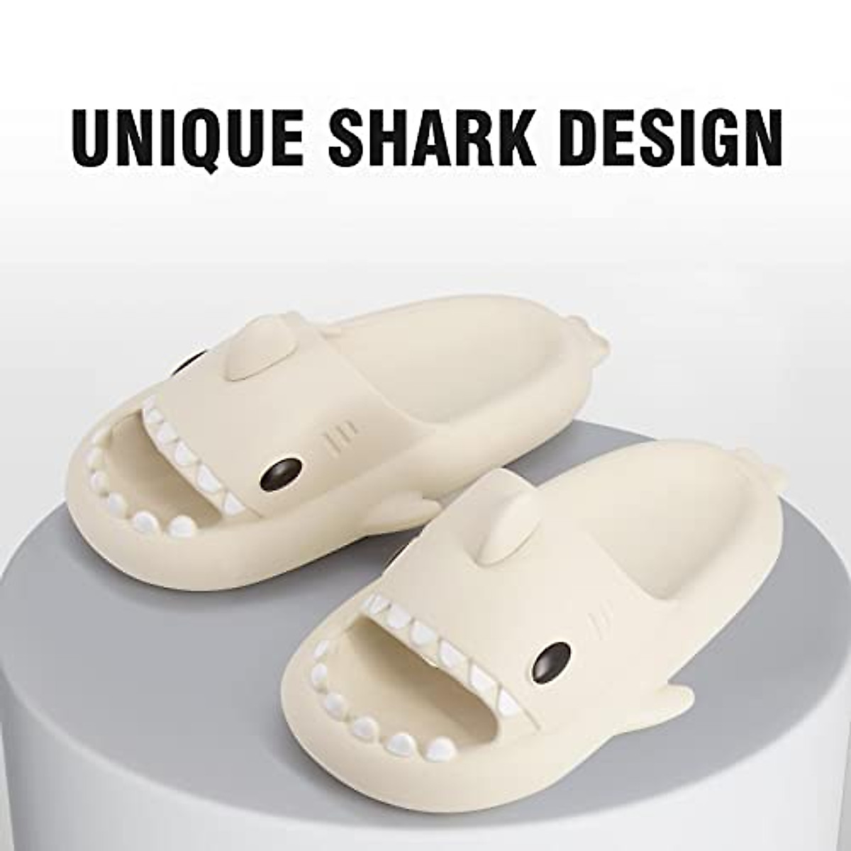 SAGUARO Cute Cartoon Shark Slippers Womens Quick Drying Non-Slip Slides Mens Bathroom Slippers Gym Slidess Soft Sole Open Toe House Slippers