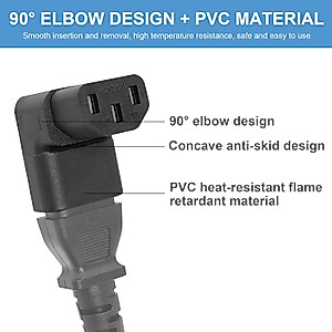 Vrllinking IEC C14 to C13 90 Degree Power Adapter for LCD Wall Mount TV/Computer Host/Monitor/Rice Cooker/Electric Kettle,10A PDU Plug, Up/Down Right Angled IEC Power Adapter (2 Pack/Black)