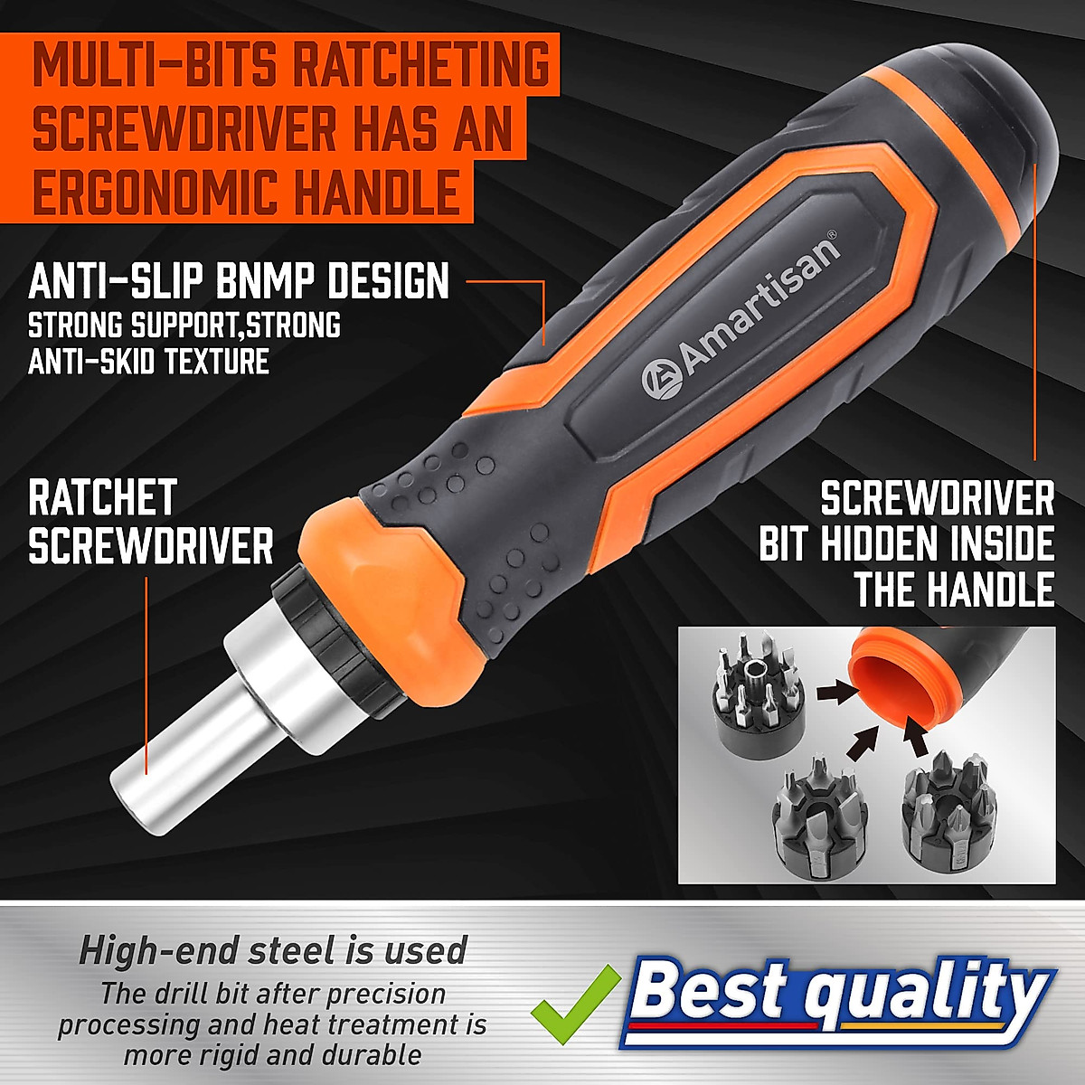 Amartisan 22 IN 1 Ratchet Screwdriver Set, Precision Multi-bit Ratchet Screw Drivers, Slotted/Philips/Pozi/Torx