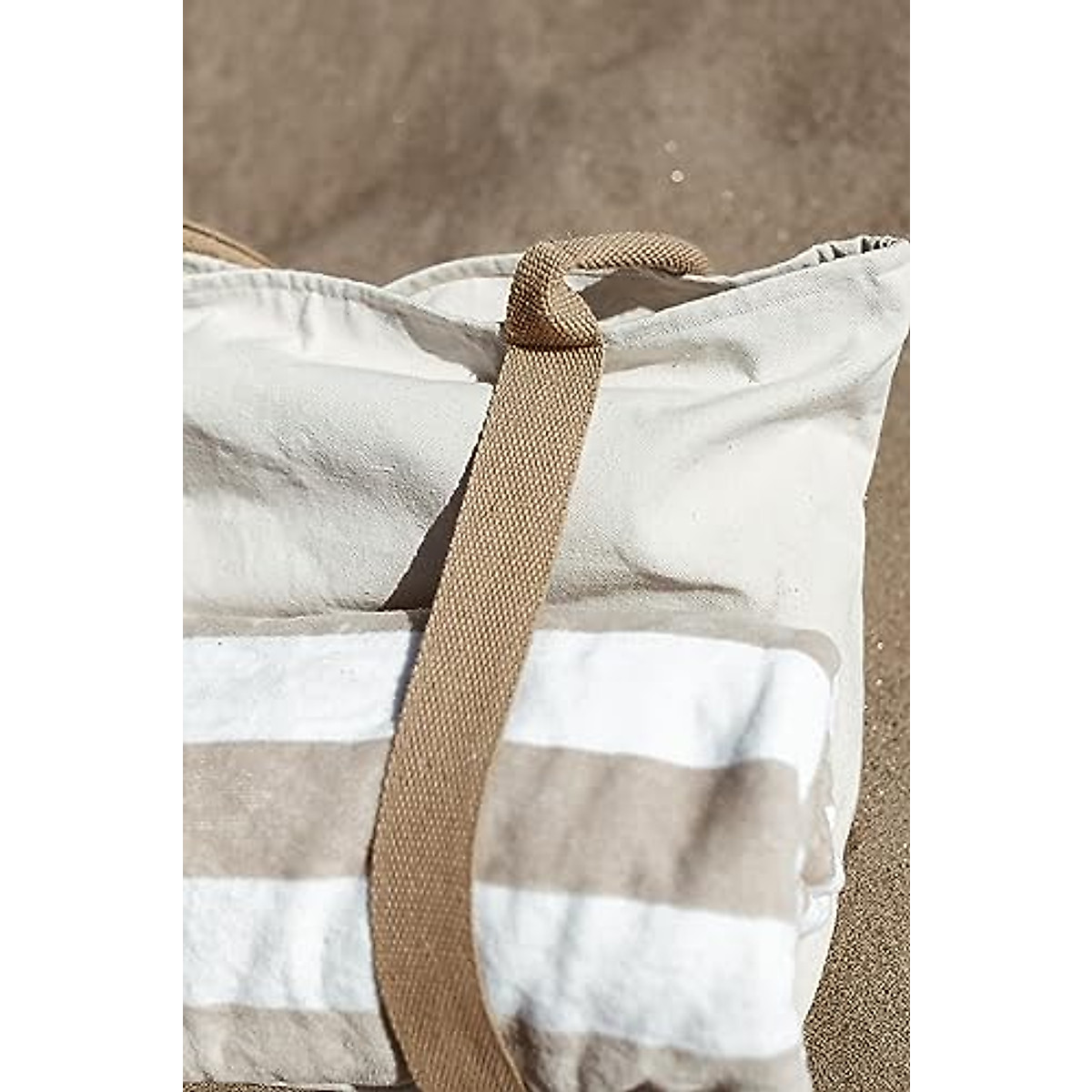 TRIBECA TRIBE Beach Bag - Large Woven Beach Tote Bag - Boho Chic Travel Tote Bag With Hat Holder (Wide Style- Desert)