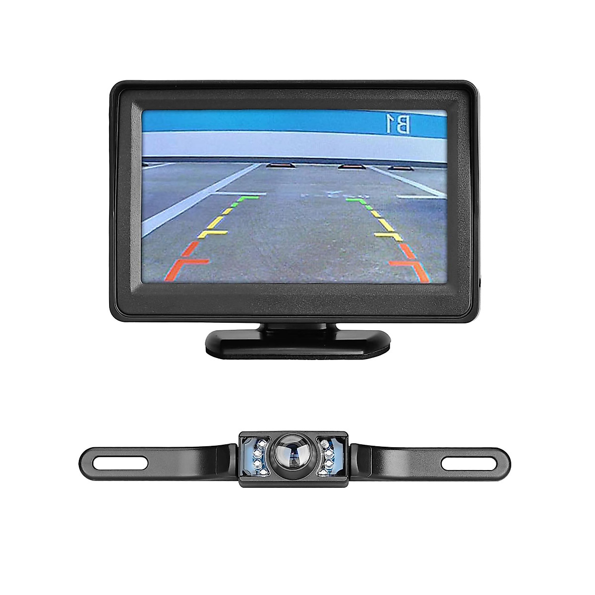 Backup Camera Monitor Kit Wireless, Lychee 4.3in Monitor and Rear View Camera with Night Vision Guide Lines for Car SUV Vehicle Pickup Truck