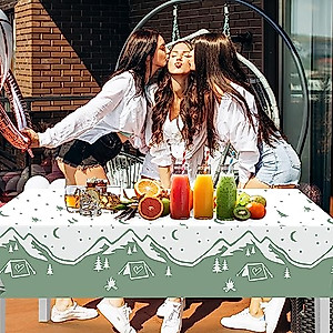 ssailue decor 3pcs Camp Bachelorette Party Disposable Tablecloth,Mountain Camp Bachelorette,Weekend in The Woods for Girls Bridal Shower Wedding Engagement Party Decorations