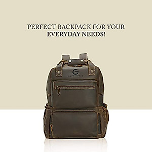 GENMARKS Sultana Backpack (Dark Brown) - Genuine Leather Bag with Multiple Pockets - Convertible Purse Bag for Travel, Work, College, Gym & Hiking - Stylish Luggage Backpack for Books & 15.6” Laptop