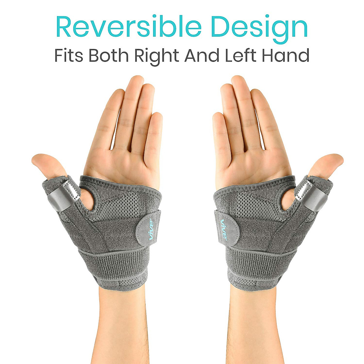 Vive Thumb & Wrist Brace for Right or Left Hand - Spica Splint Brace for Carpal Tunnel, Tendonitis, & Arthritis in Hands or Fingers - Compression Support for Women Men - Stabilizer Relief for Bowling