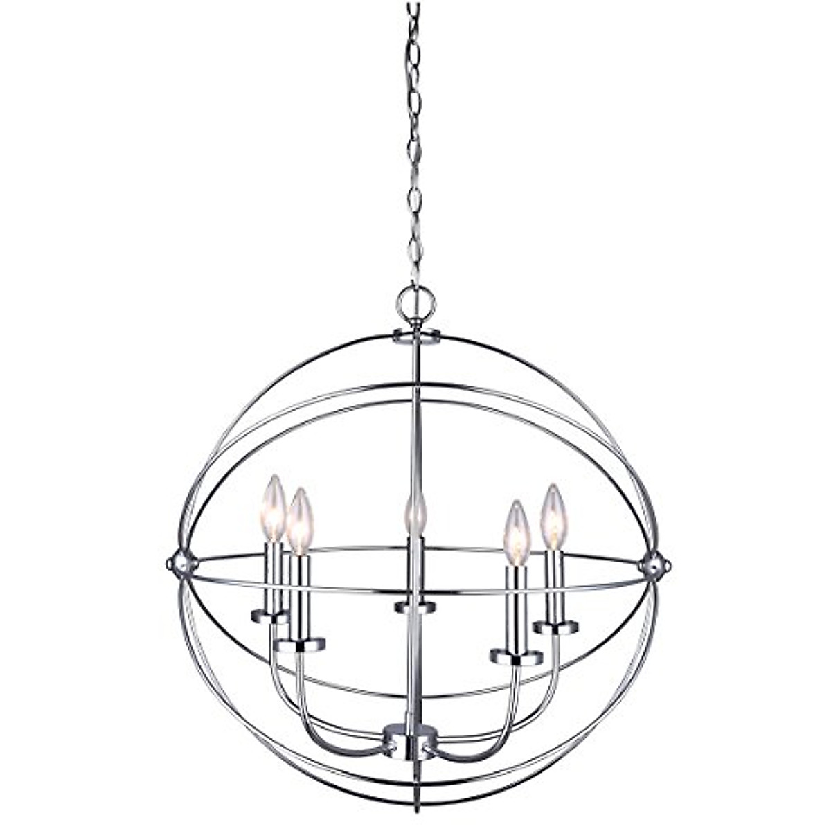 CANARM ICH282B05CH25 Sumerside 5 Light Chandelier, 25.2" x 25.2" x 11.81", Chrome