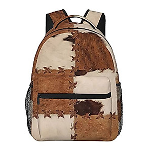 bzaxxqi Cowhide Backpack Girls Women Teens Bookbag School Bags Casual Backpack Travel Cow Print Backpacks