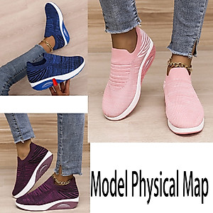 DONGJINGO Women Mesh Breathable Slip-on Air Cushion Walking Shoes,Arch Support Diabetic Shoes,Non-Slip Comfy Work Work Shoes (Light Purple,4.5)