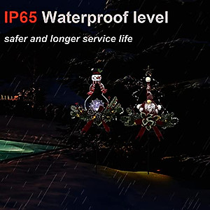 QMKGEC Outdoor Christmas Decorations, Xmas Solar Lights 2 pcs, Snowman LED Lights Butterflies Decor Light Waterproof for Yard Lawn Garden Decor