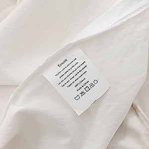 ECOCOTT White Duvet Cover Queen Size, 100% Washed Cotton 1 Duvet Cover with Zipper and 2 Pillowcases, Ultra Soft and Easy Care Breathable Bedding Set (White, Queen)