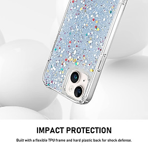 QOVOC Designed for iPhone 13 Mini Case Glitter - Sparkly Protective Phone Case for iPhone 13 Mini 5.4 Inch - Clear/Blue [Endless Memory]