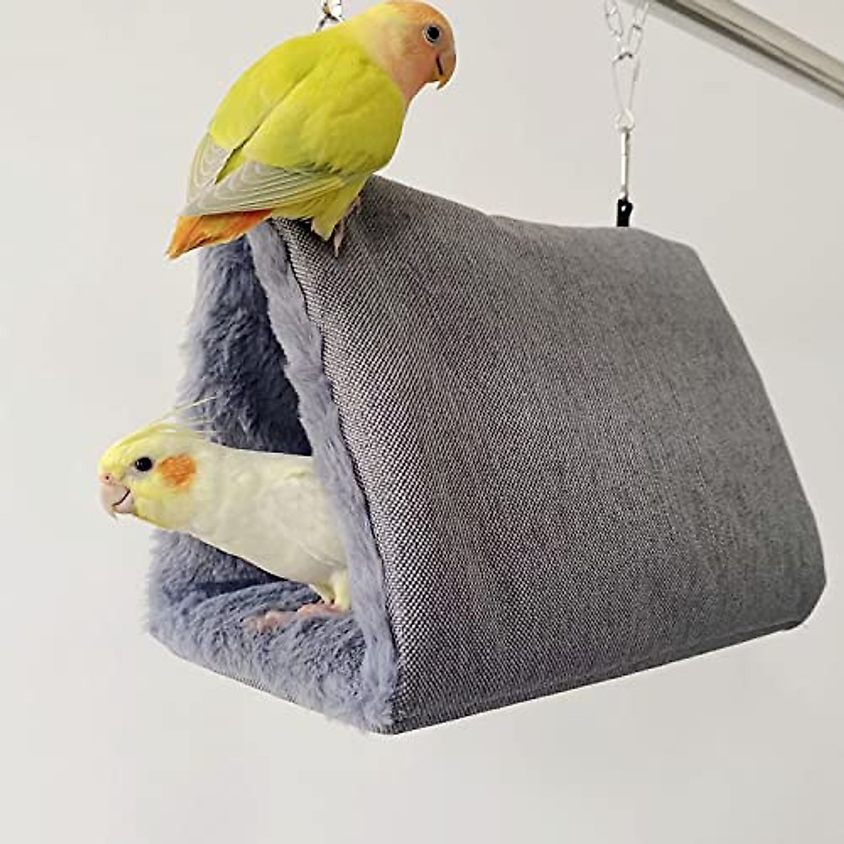 Litewoo Bird Cotton Bed Hammock Toy, Warm Soft Plush Double Access Bird Tent Nest for Parrot Parakeet Cockatiel Cockatoo Budgie Lovebirds (M/Beige)