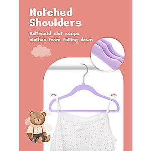 HOUSE DAY Velvet Baby Hangers 50 Pack, Premium Children's Hangers for Baby, Infant & Toddler Clothes, Durable Non Slip Baby Felt Hangers Purple, 11 Inch Baby hangers for Closet, Ideal for Everyday Use