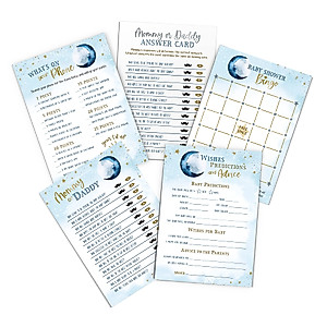 Lillian Rose"Love You to The Moon and Back" Baby Shower Game Set,Blue