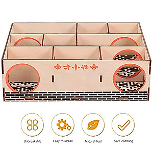 Hamster Maze Hideout Exploring Toys Hamster House Maze Tunnel Toy- Hamster Labyrinth Puzzle Toy Exploring for Dwarf Small Hamster Mice Gerbils (7.7x6.1) Hamster Puzzle Toy Wood Maze