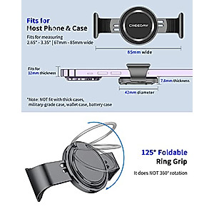 CHEEDAY Magnetic Phone Clamp Mount to Any Metal Surface, [Strong Magnet] Gym Metal Phone Clip Ring Grip for Magnetic Car Holder Compatible with iPhone 12 13 14 Pro Max, Most Phones and Cases, Gray