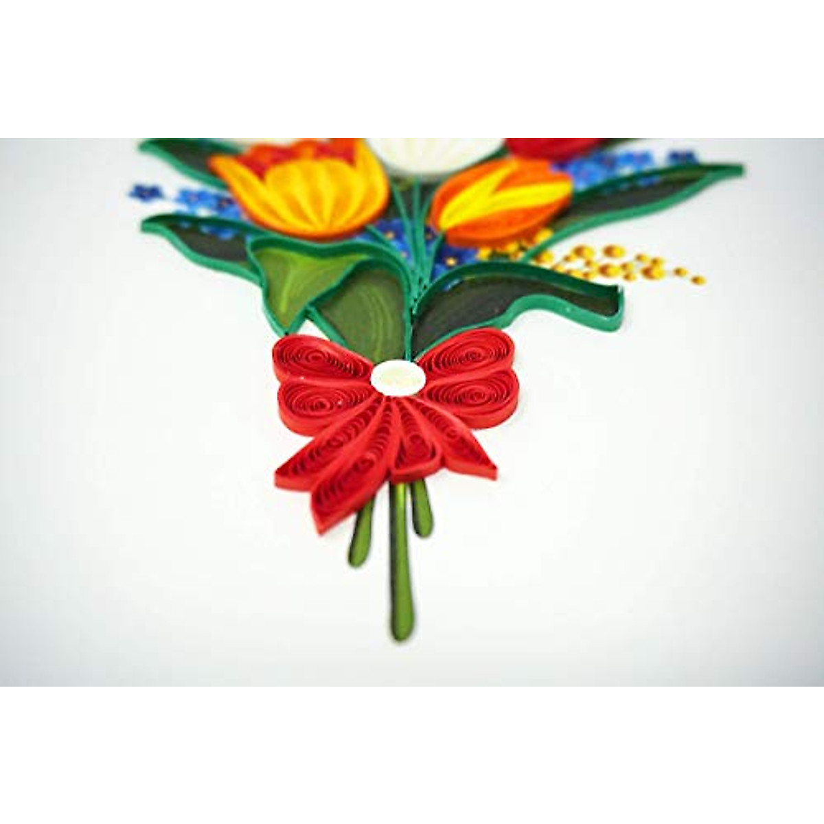 Flower Quilling Cards - Unique Paper Handmade Greeting Cards For Christmas, Birthday, Love, Anniversary, Mother's Day, Thank You, Valentine - Color Art Quilled Cards Gift (Tulips)