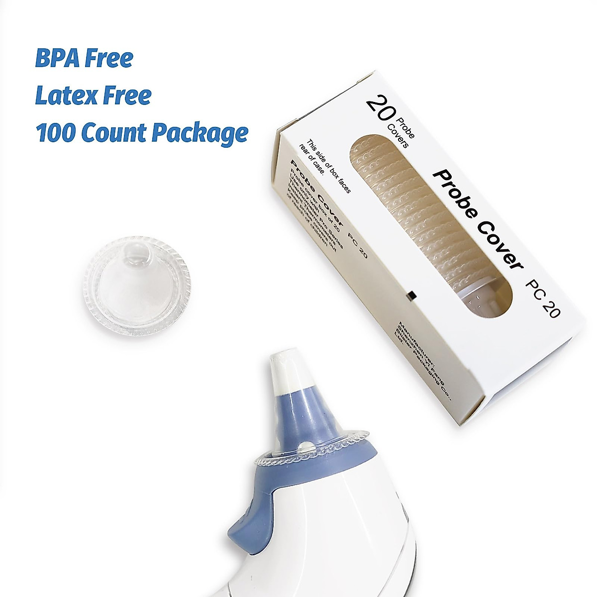 100 Count Ear Thermometer Probe Covers, Disposable Lens Filters Compatible with All Braun Ear Thermometer Models, Refill Caps