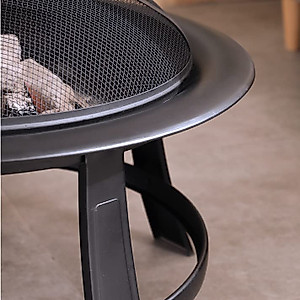 MCNUSS 30in Garden Fire Pits, Outdoor Steel Fire Pit with Spark Screen,Black Stainless Steel Construction Portable Campfire, Backyard and Patio Firepits