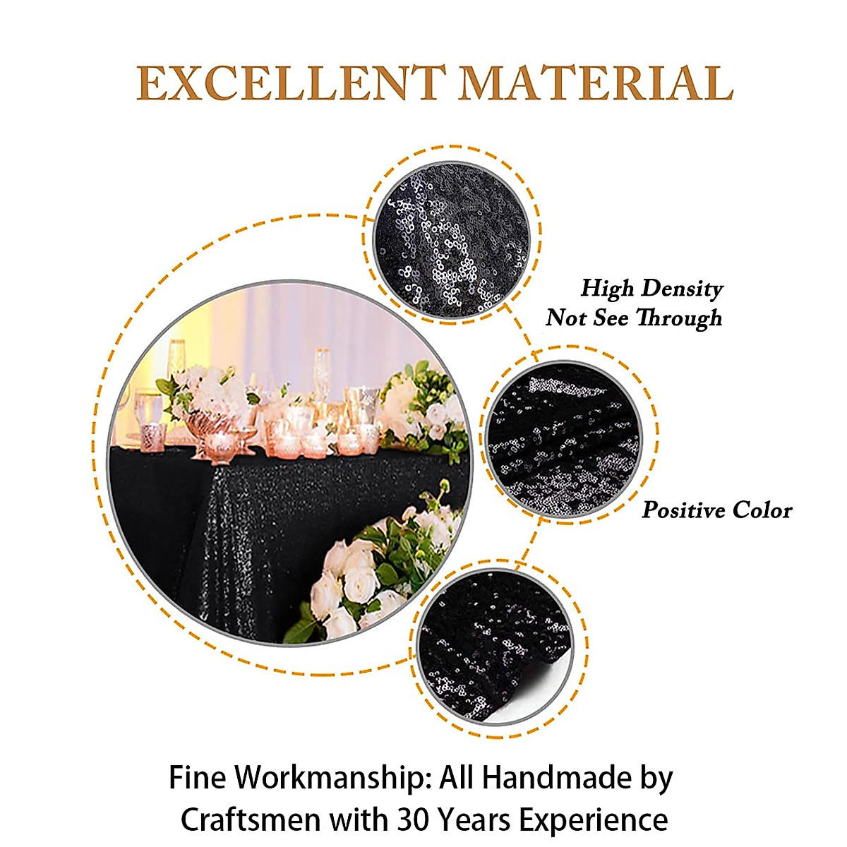 ShinyBeauty Black Sequin Tablecloth 72x72-Inch Square Table Cloths Sequin Table Overlay for Round Table Black Sequin Fabric Tablecloth Cover for Wedding/Party/Bridal Shower/Birthday/Halloween Decor