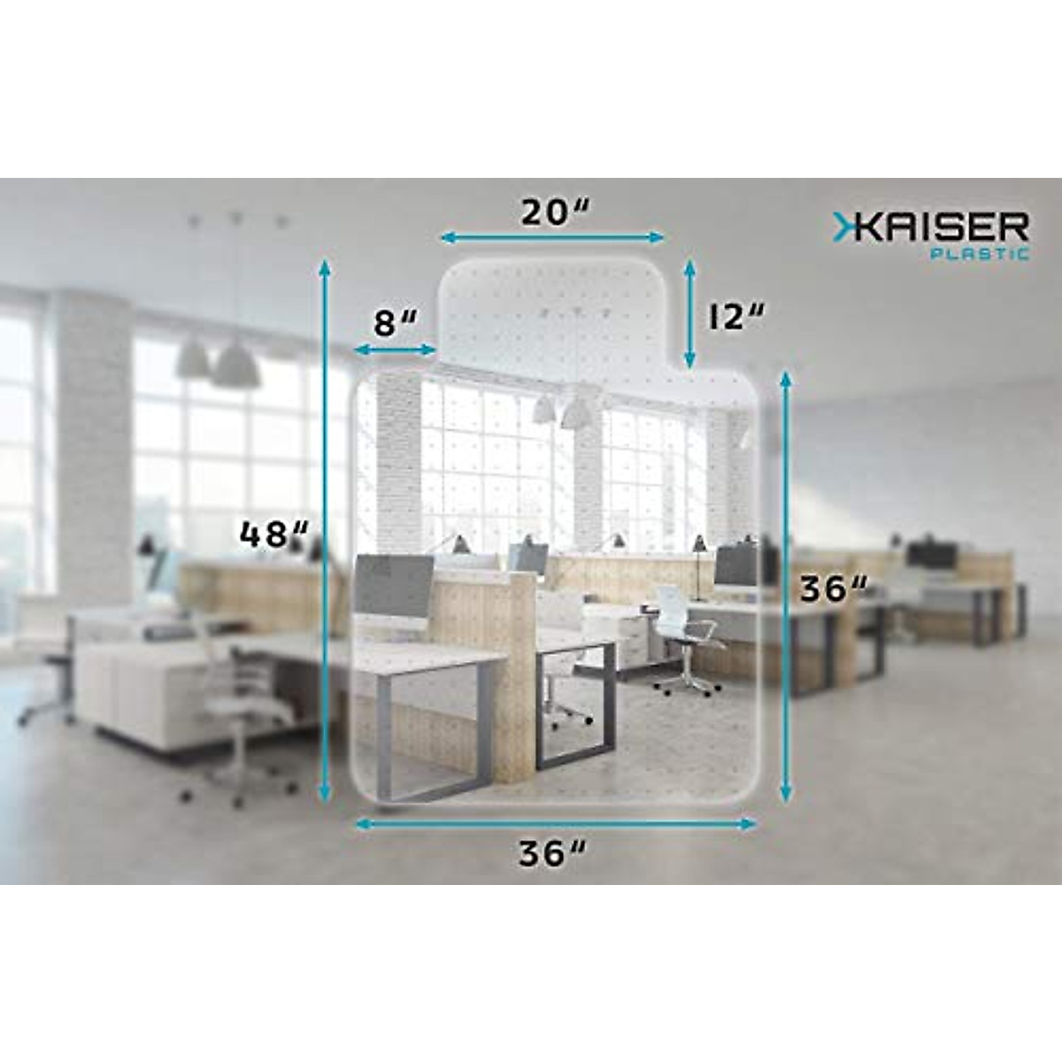 KAISER PLASTIC Chair Mat | Xtra - Strong Quality | Made-in-Germany | 36" x 48" x 1/8" with Lip | for Low/Medium Pile Carpets Polycarbonate