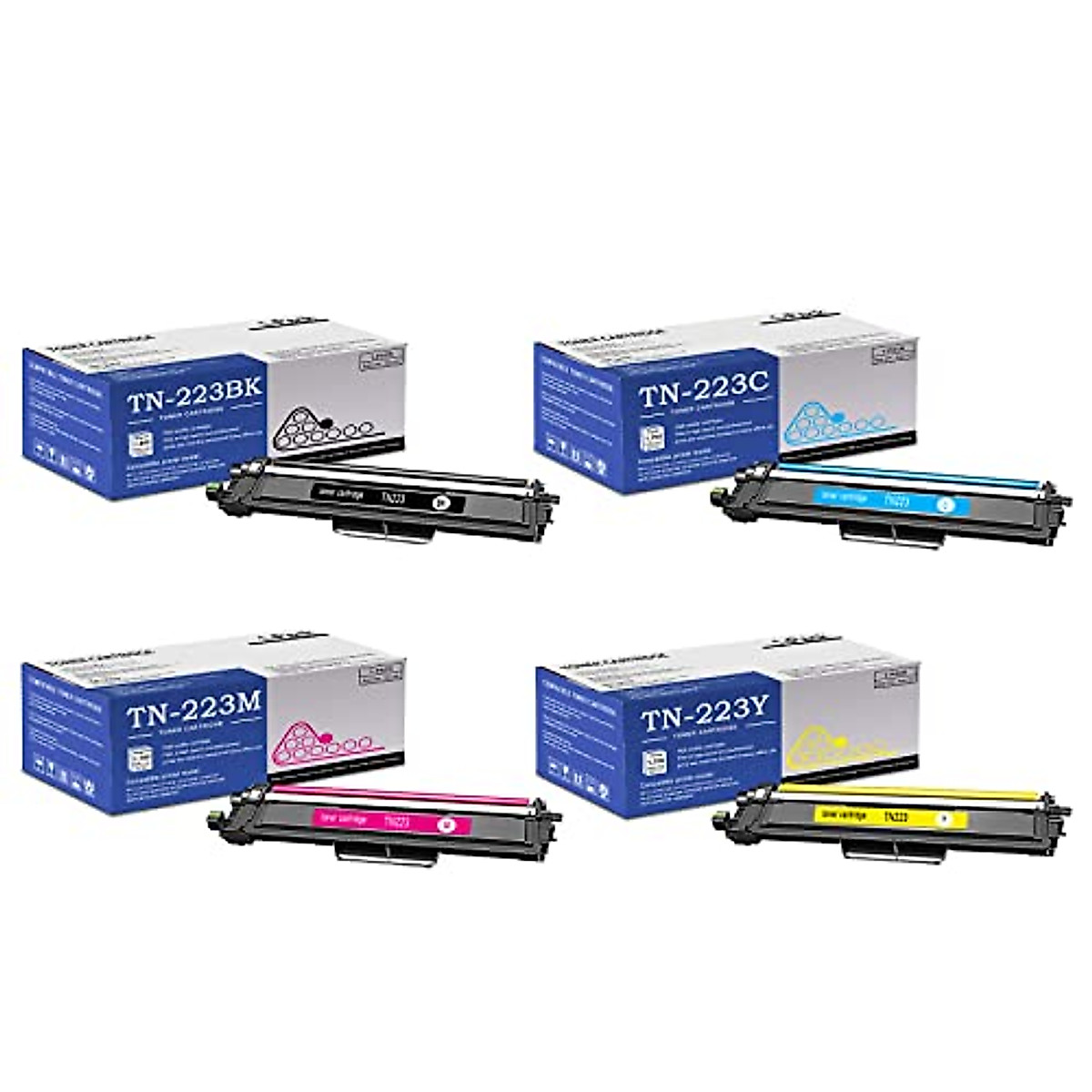 TN223 BK/C/M/Y Toner Cartridge 4 Pack (with chip): Compatible TN223 TN-223 Replacement for Brother MFC-L3770CDW L3710CW L3750CDW HL-3210CW 3230CDW 3270CDW 3290CDW DCP-L3510CDW L3550CDW Printer
