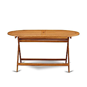 East West Furniture DIDK5CWNA 5 Piece Patio Garden Table Set Includes an Oval Outdoor Acacia Wood Dining Table and 4 Folding Side Chairs, 36x60 Inch, Natural Oil