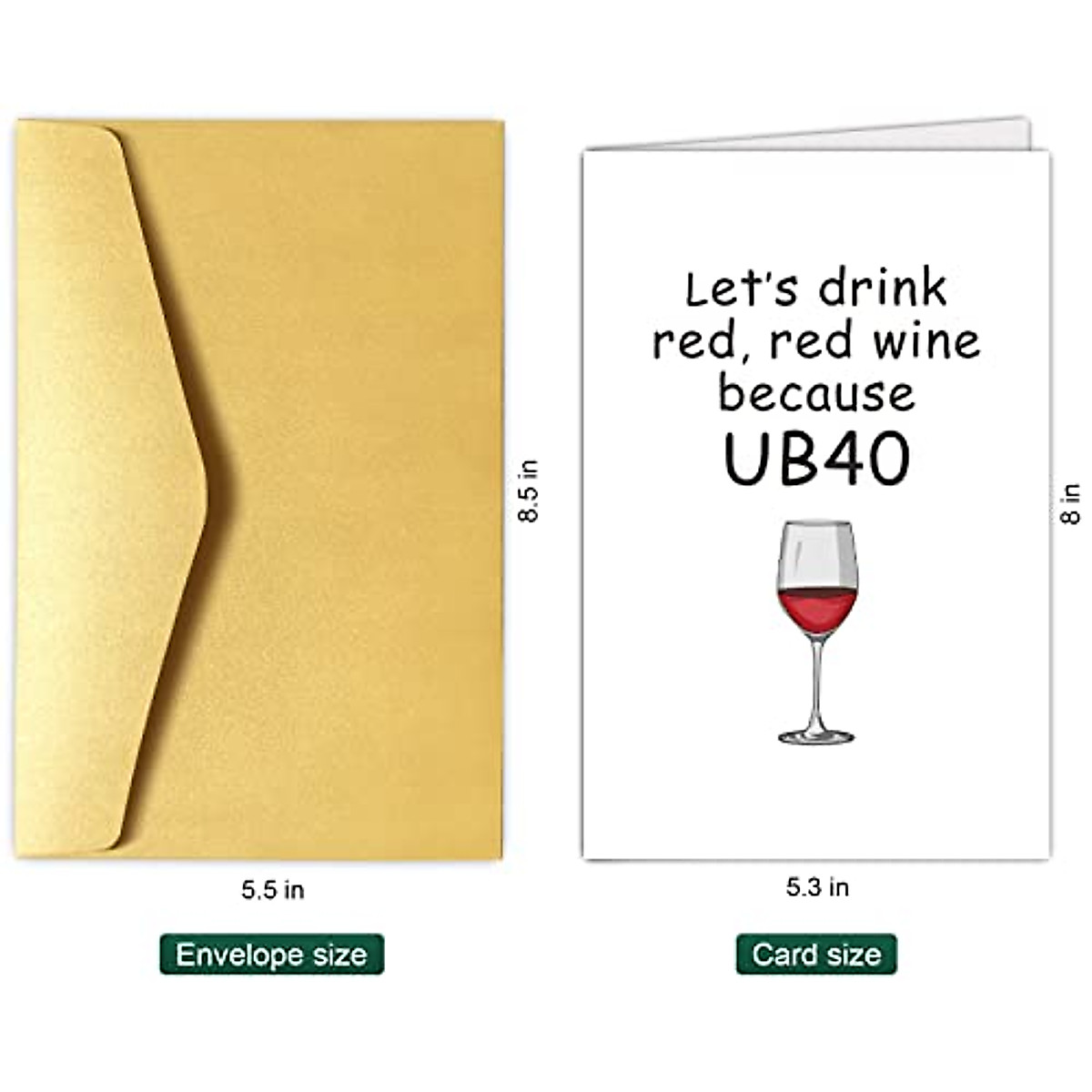 Funny 40th Birthday Card for Him Her, Humorous Let’s Drink Red Red Wine Because UB40 Card, Bday Greeting Card for Brother Sister