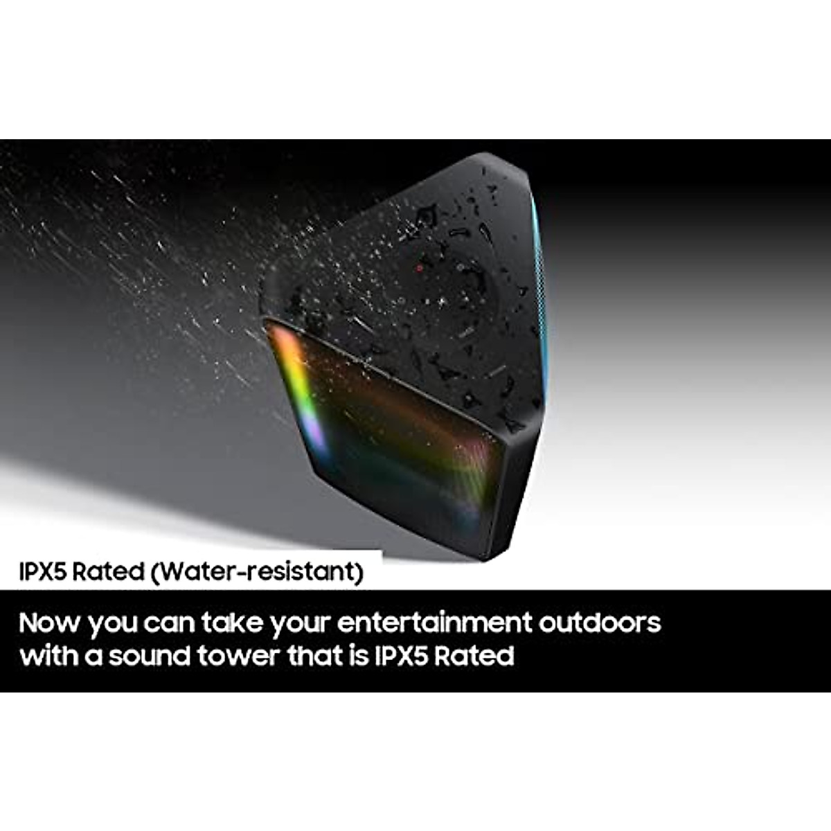 SAMSUNG MX-ST40B Sound Tower High Power Audio, 160W Floor Standing Speaker, Bi-Directional Sound, Built-in Battery, IPX5 Water Resistant, Party Lights, Bluetooth Multi-Connection, 2022