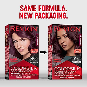 Revlon Permanent Hair Color, Permanent Red Hair Dye, Colorsilk with 100% Gray Coverage, Ammonia-Free, Keratin and Amino Acids, Red Shades (Pack of 3)