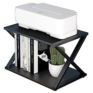 ZENPHN Desktop Printer Stand, Small Home Printer Stand, 2 Tier Desk Organizer with Adjustable Non-Slip Feet for Home and Office, Black
