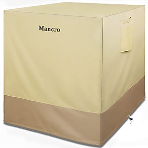 Air Conditioner Covers for Outside Units,Mancro Central Air Conditioner Cover Fits up to 36 x 36 x 39 inches,Durable Water Resistant Heavy Duty Windproof Square AC Covers,Grey