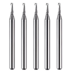SpeTool 5PCS Carbide Spiral O Flute End Mill with 1/16 Inch Cutting Diameter 1/8 Inch Shank 3/16" Cutting Length,Single Flute CNC Router Bit for Acrylic PVC Wood Cutter
