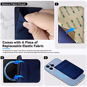 CloudValley Magnetic Card Wallet, Card Holder Case Stick on Phone for iPhone MagSafe Series &All Android Phones with Magnetic,Blue