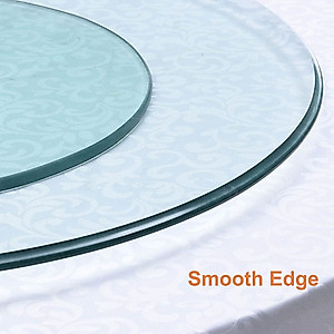 Lazy Susan Clear Round Turntable 50cm/20in Tabletop Glass Rotating Tray Serving Plate, 60cm/24in Dining Table Centerpiece Dining Table Centerpiece Swivel Tray Easy to Clean with Silent Bearings