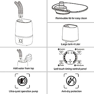 PETSPIONEER Digital Timing Reptile Fogger, Automatic Reptile Humidifier with Double Hose & 4L Reservoir, Large Reservoir Terrarium Humidifier for Reptiles/Amphibians/Plants/Vivarium, Top Filling