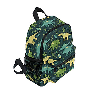 MCHIVER Dinosaur Kids Toddler Backpack for Boys Kindergarten Preschool Bookbag with Chest Clip Nursery Diaper Bag Medium