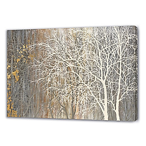 Yihui Arts White Birch Trees Painting 3D Canvas Art On Canvas Abstract Artwork Art Wood Inside Framed Hanging Wall Decoration Abstract Painting One Panel for Home Modern Decor